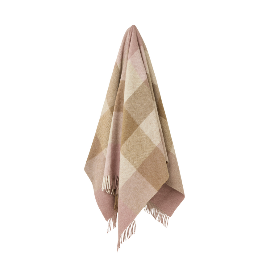 Block Check Wool Throw | Pink Camel – Red Barn Mercantile - Old Town Alexandria